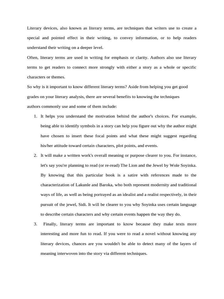 Literary Devices Week 3 | PDF