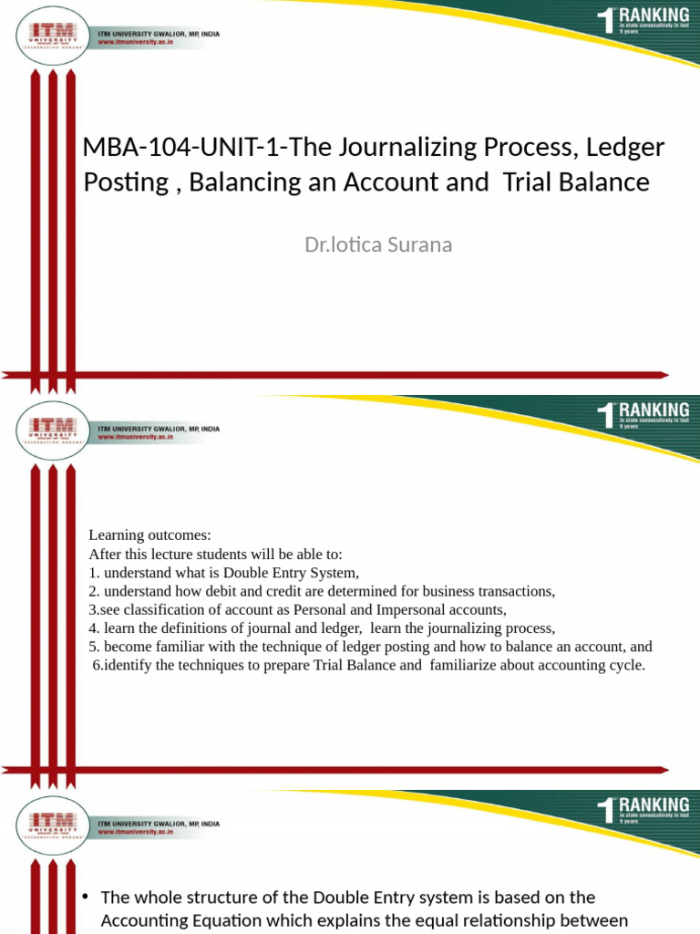 The Journalizing Process, Ledger Posting, Trial Balance | PDF