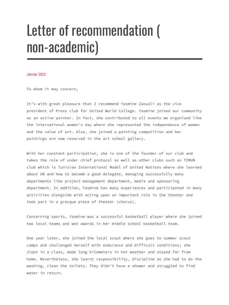 Non-Academic Letter | PDF