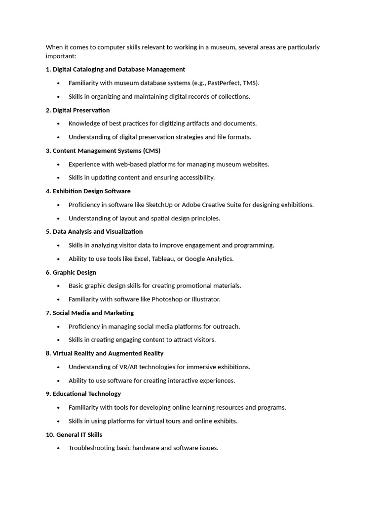 Paper VB - 100 - Computer Skills Relevant To Working in A Museum | PDF ...