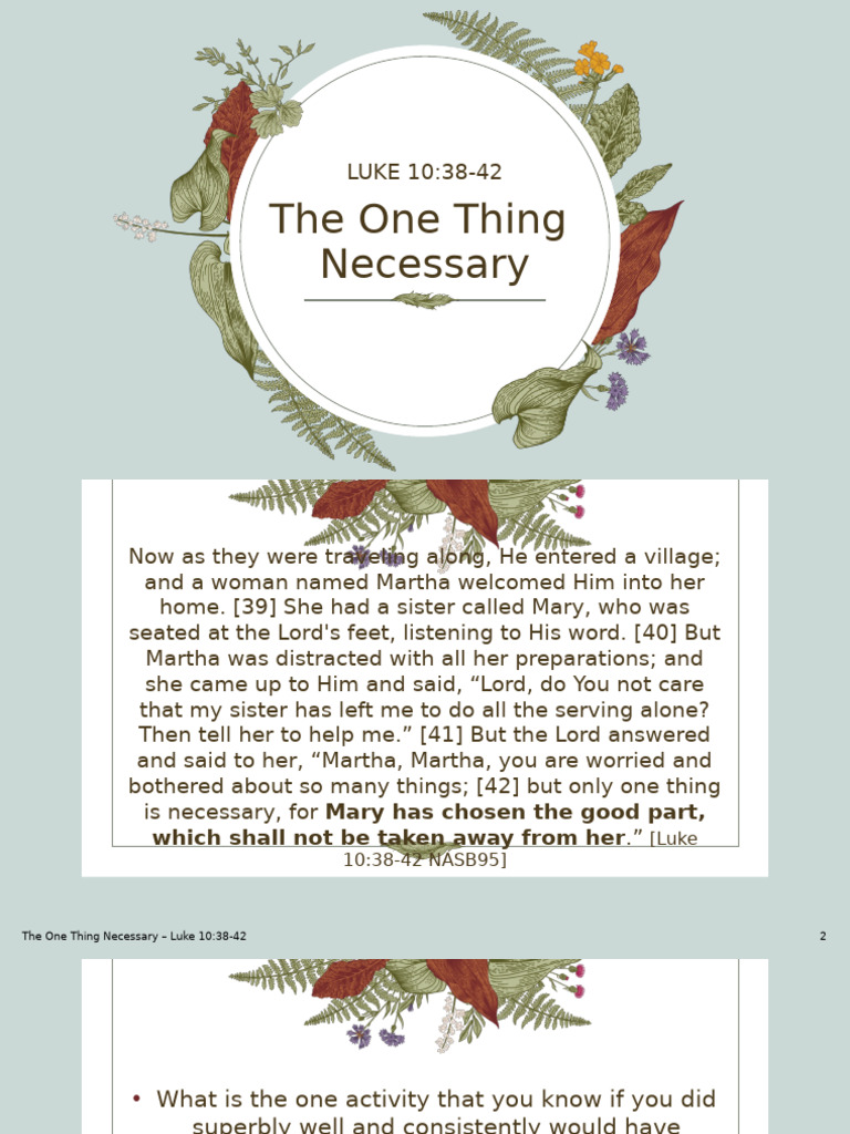 The One Thing Necessary | PDF