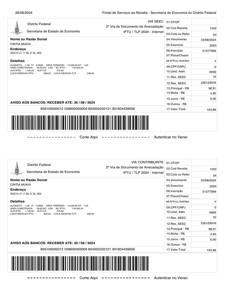 Boleto IPTU 04 | PDF