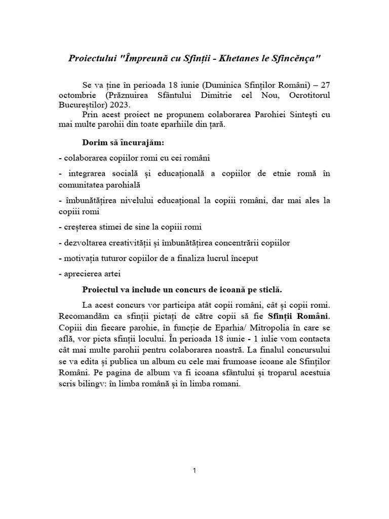 Proiect Impreuna Cu Sfintii | PDF