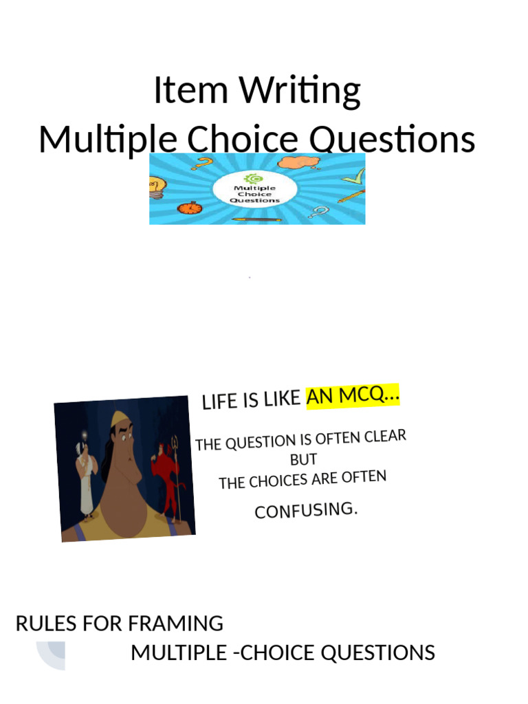 Item Writing Multiple Choice Questions | PDF