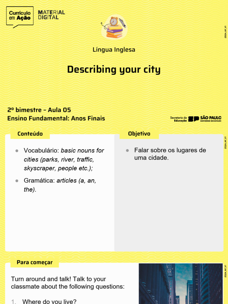 Describing Your City: Língua Inglesa | PDF