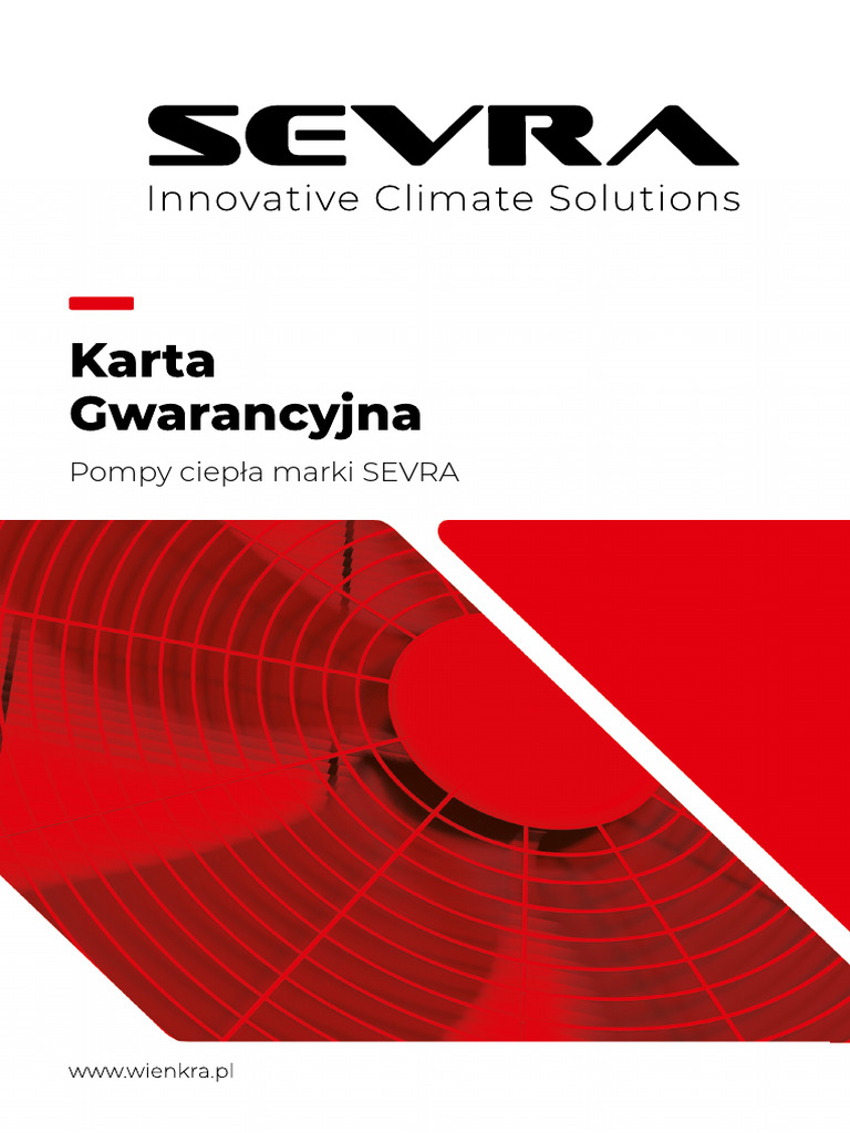 Karta Gwarancyjna Pompy Ciepla Sevra | PDF