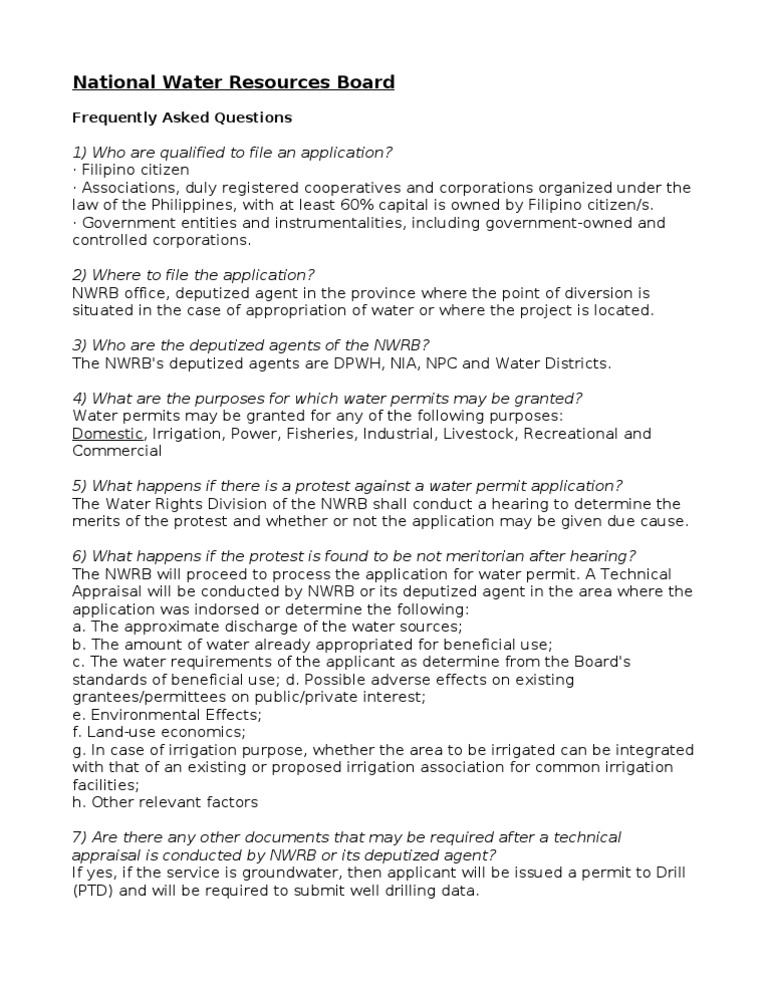 NWRB Water Permit Application Guide | PDF
