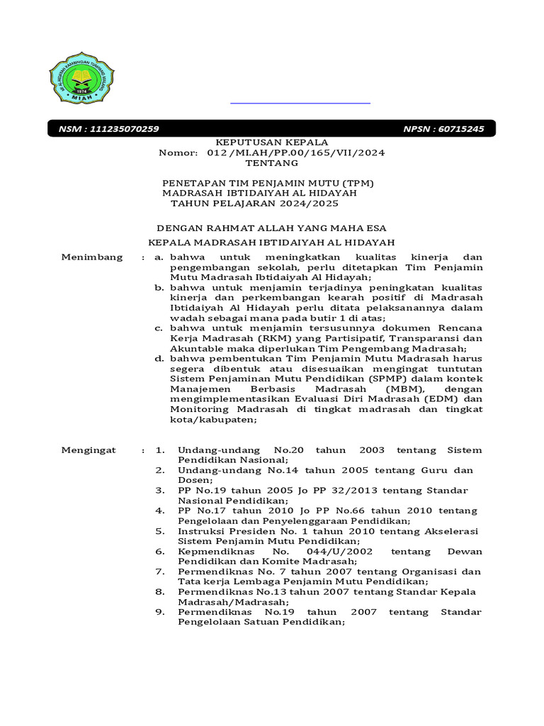 SK TPM Mi Al Hidayah | PDF