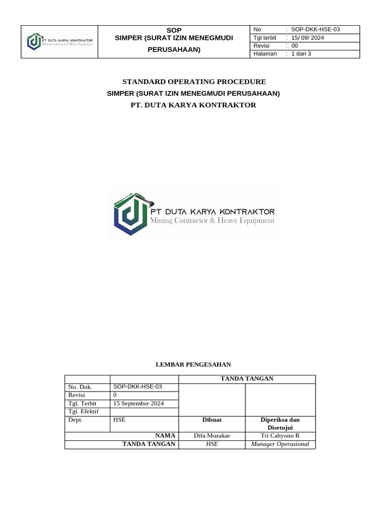 Sop-Dkk-Hse-03 Simper | PDF
