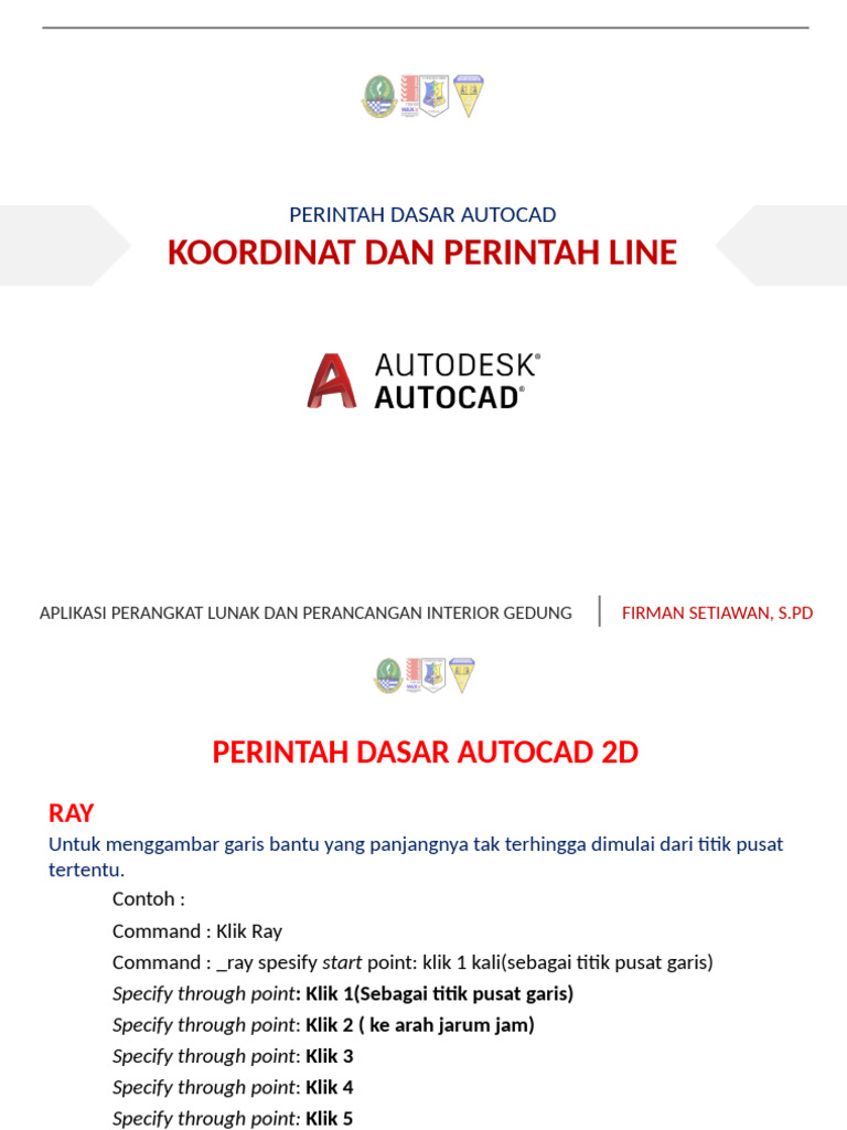 Perintah Dasar Autocad (Ray, Arc, Cons Line, Polyline, Multiline, Spline) | PDF