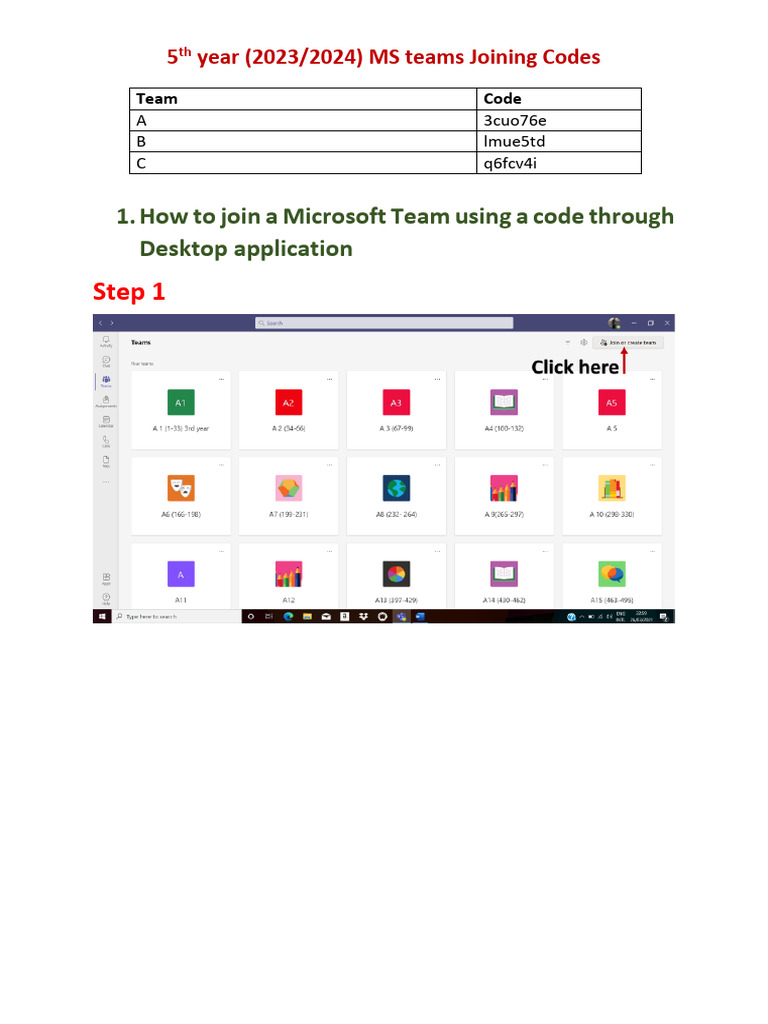 2023-2024 5th Year MS Teams Codes | PDF | Computers