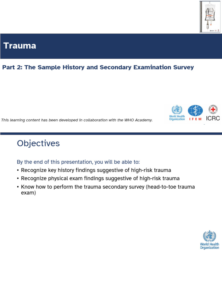 SAMPLE History in Trauma Assessment | PDF | Burn | Major Trauma