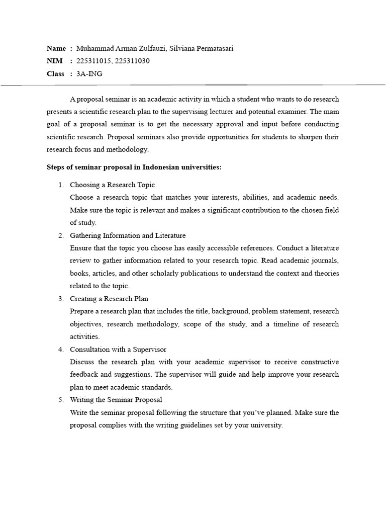 Seminar Proposal Guidelines for Students | PDF | Methodology | Cognition