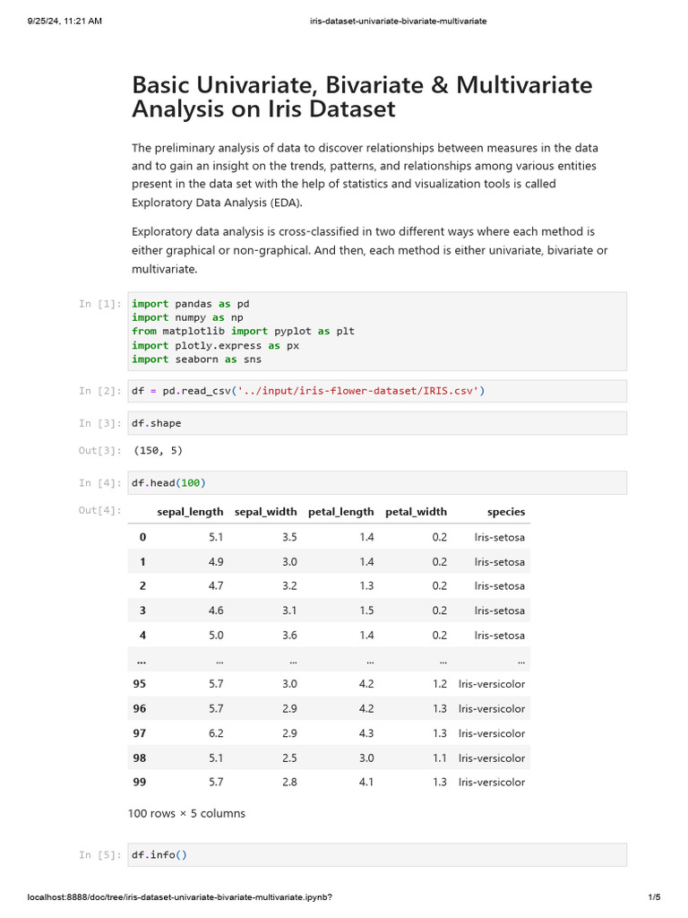 Iris Dataset Univariate, Bivariate, Multivariate | PDF