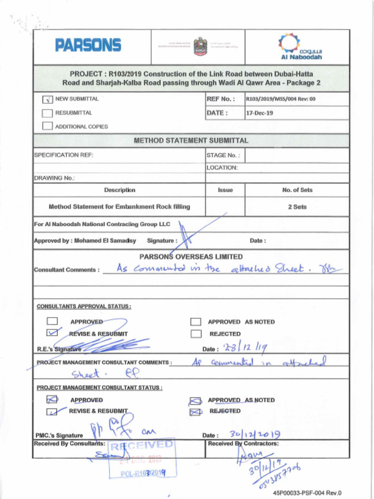 595 004 Rev.0 Embankment Rock Filling | PDF