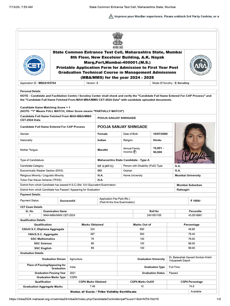 State Common Entrance Test Cell, Maharashtra State, Mumbai | PDF