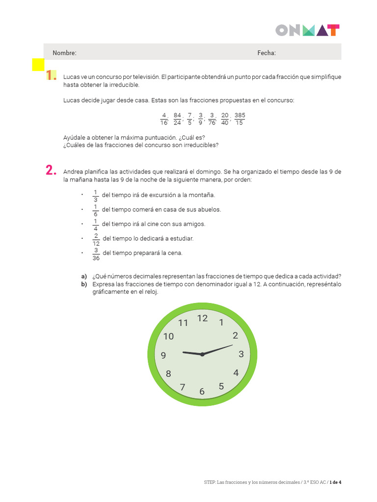 Math Summer Homework 3ESO | PDF