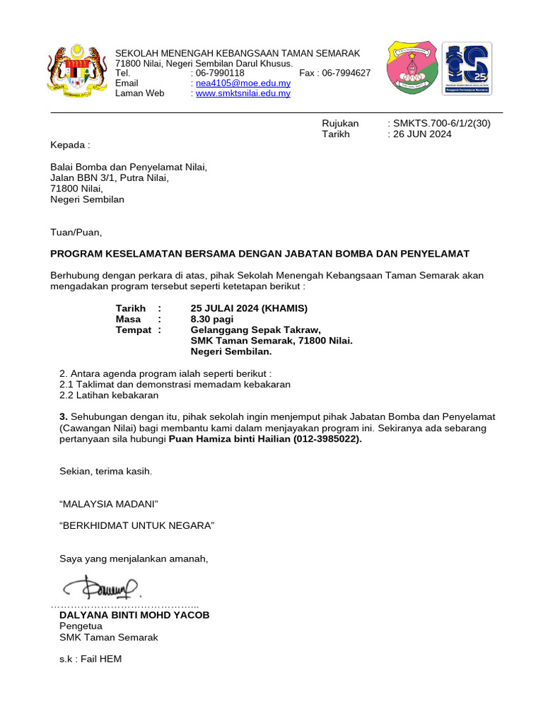 Surat BOMBA Fire Drill 2024 | PDF