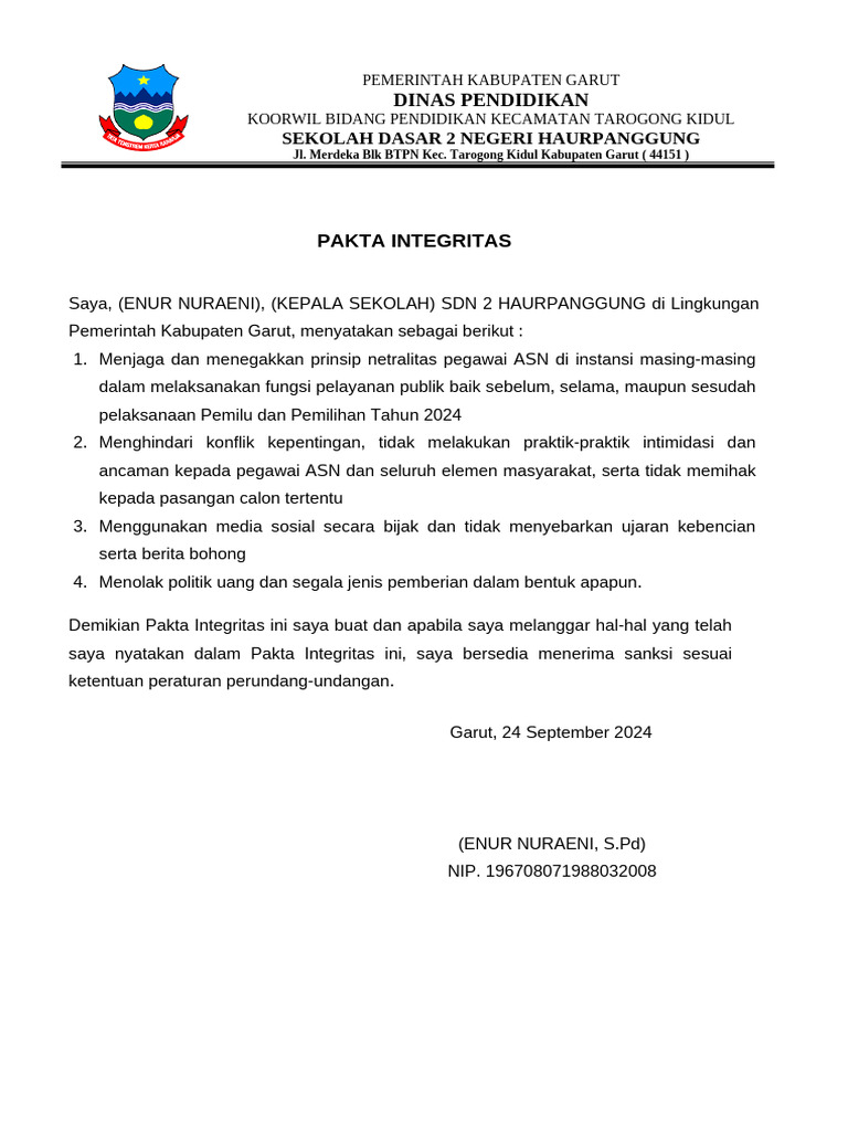 Contoh Fakta Integritas | PDF