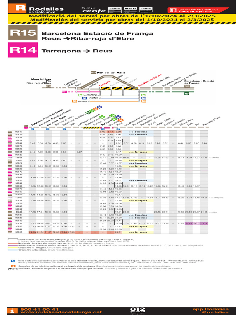 Horaris R15/R14 | PDF