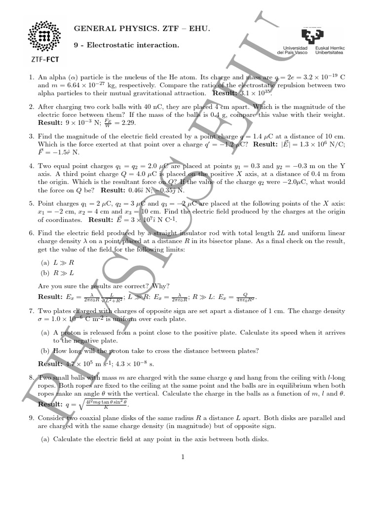 Electrostatics C Exercises | PDF