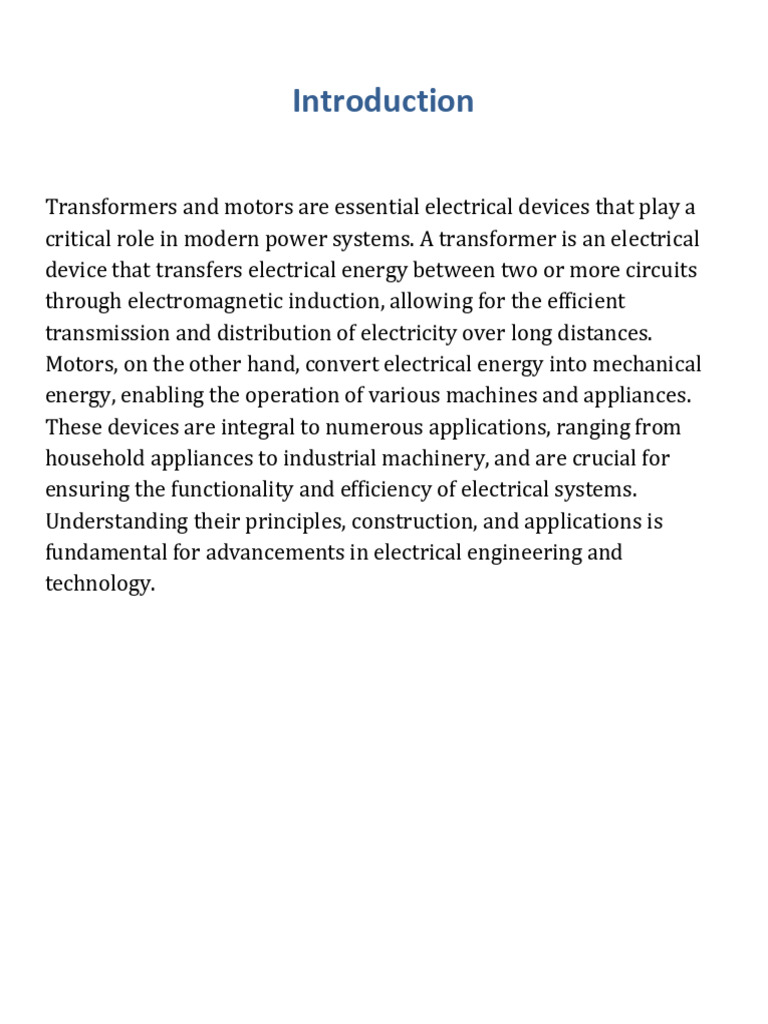 Project On Transformer and Motors by Triparna Ghosh | PDF