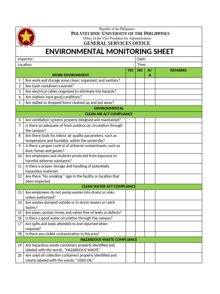 Environmental Checklist1 | PDF