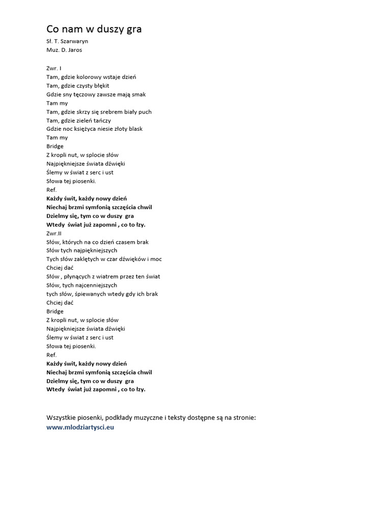 Co Nam W Duszy Gra | PDF