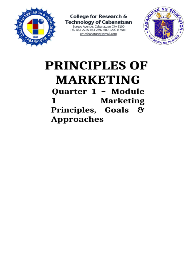 Principles of MKTG Q1 Module 1 | PDF