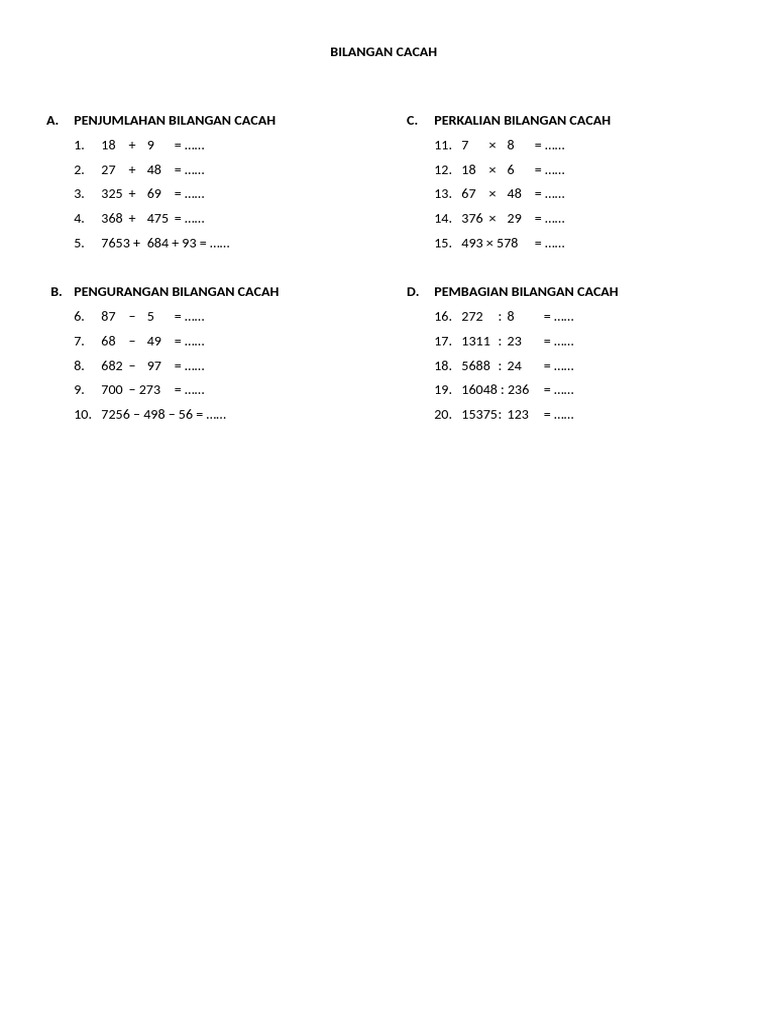 Bilangan Cacah | PDF