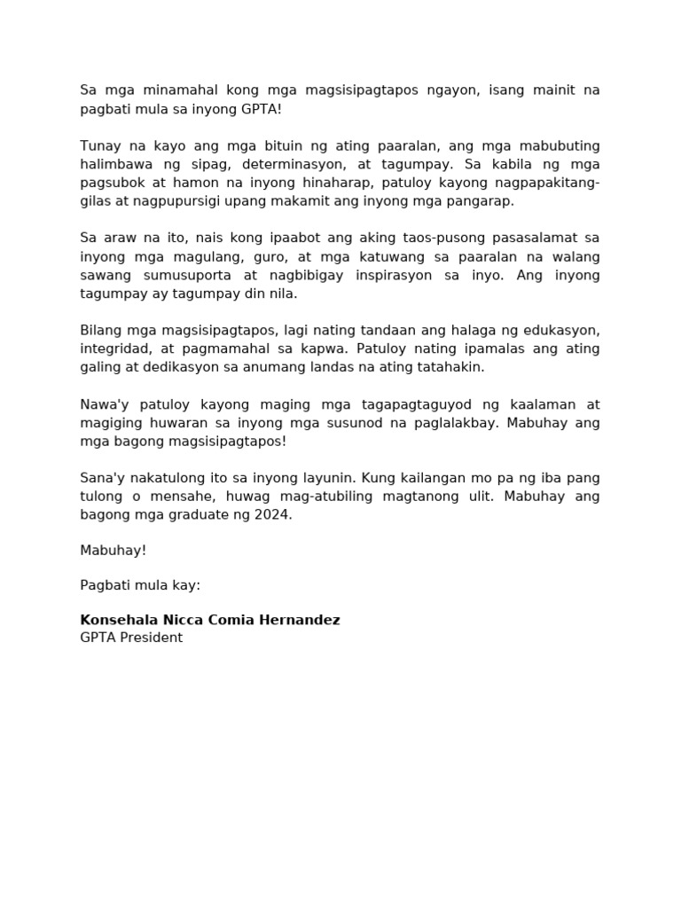 Mensahe para Sa Mga Graduates | PDF