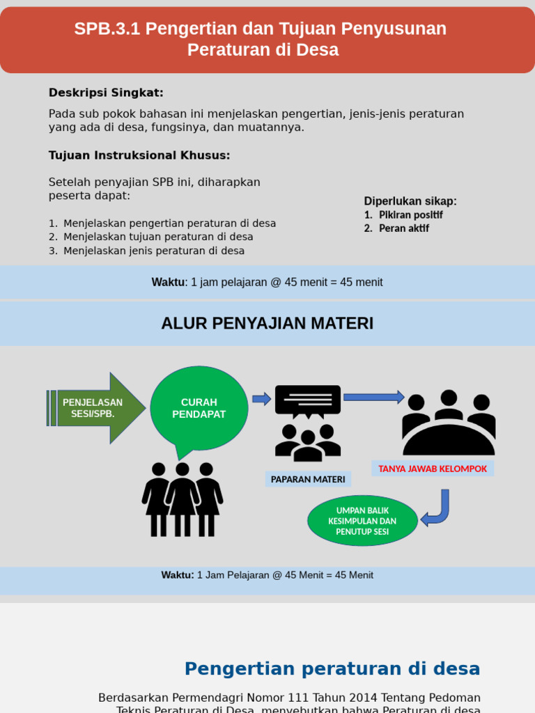 Spb.3.1. Pengertian & Tujuan Peraturan Di Desa | PDF