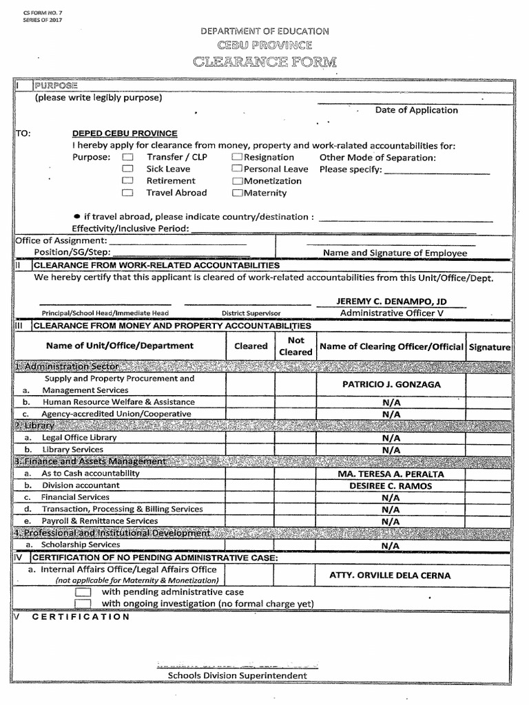 Division Clearance Form2 | PDF