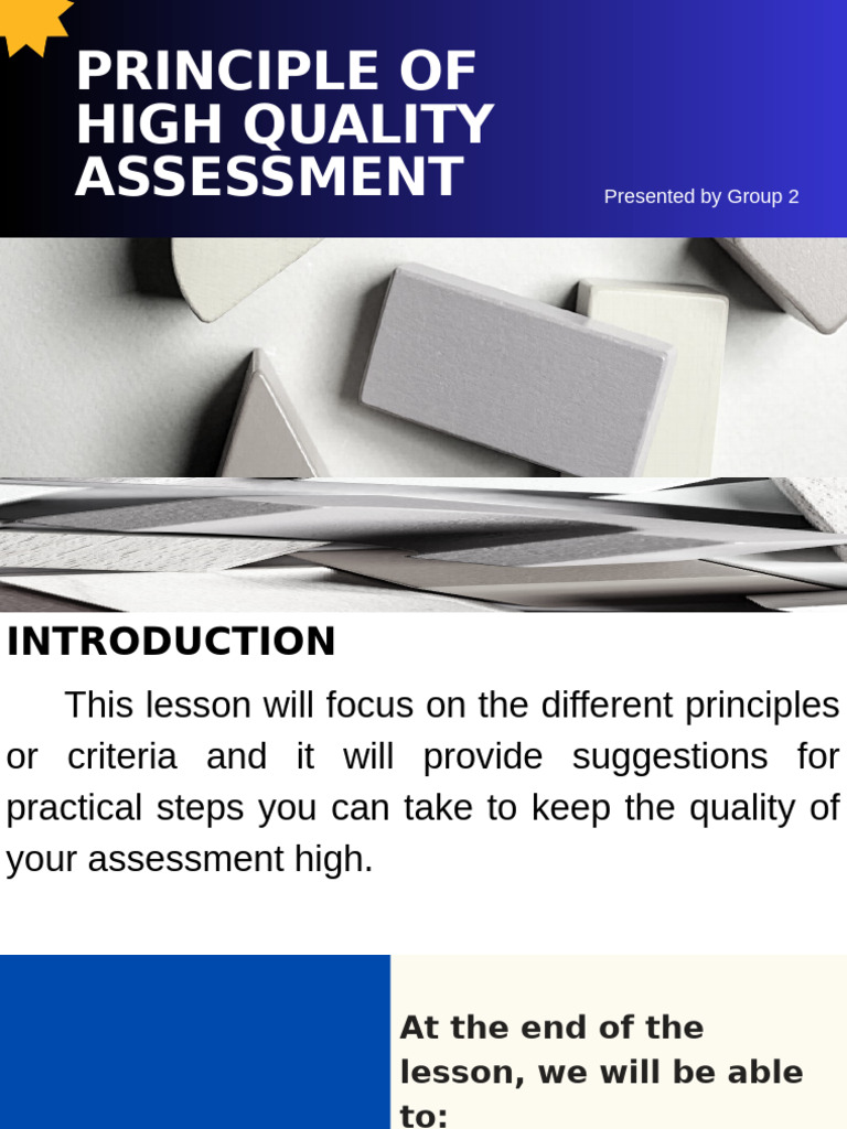 Principle of High Quality Assessment | PDF