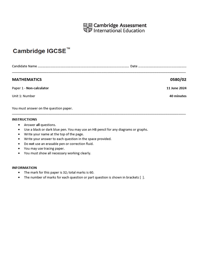 IGCSE - Chap Test - Unit1 | PDF | Mathematics