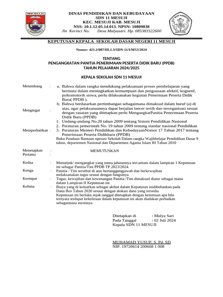 SK PPDB SDN 11 Mesuji | PDF