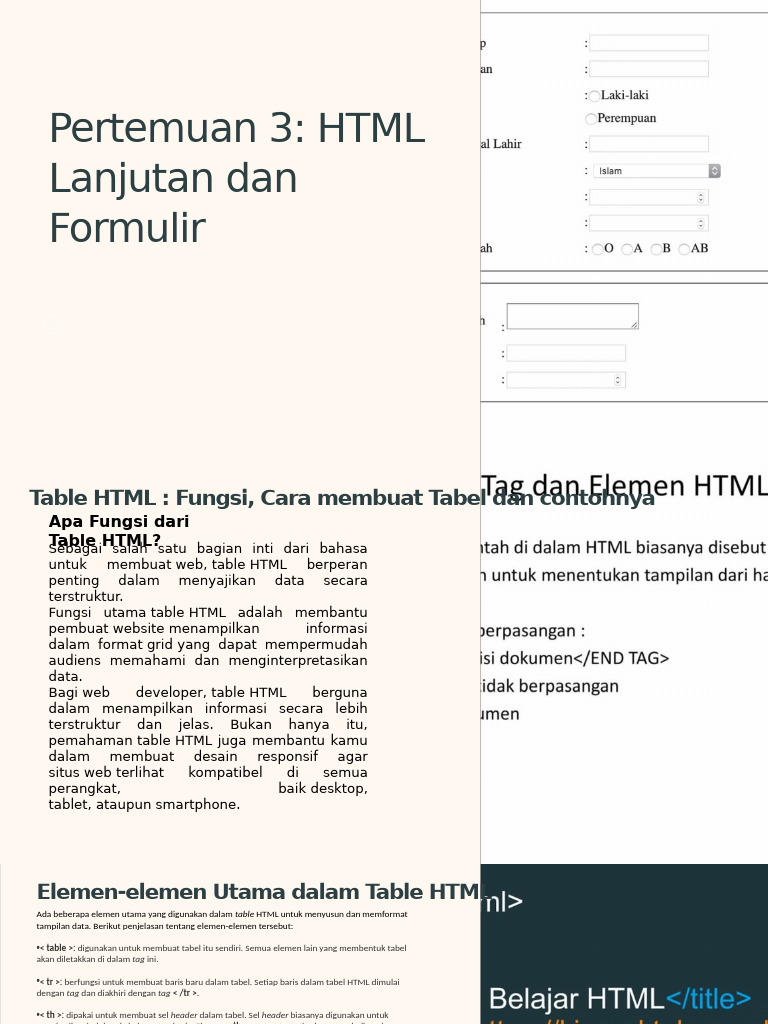 Pertemuan 3 HTML Lanjutan Dan Formulir | PDF