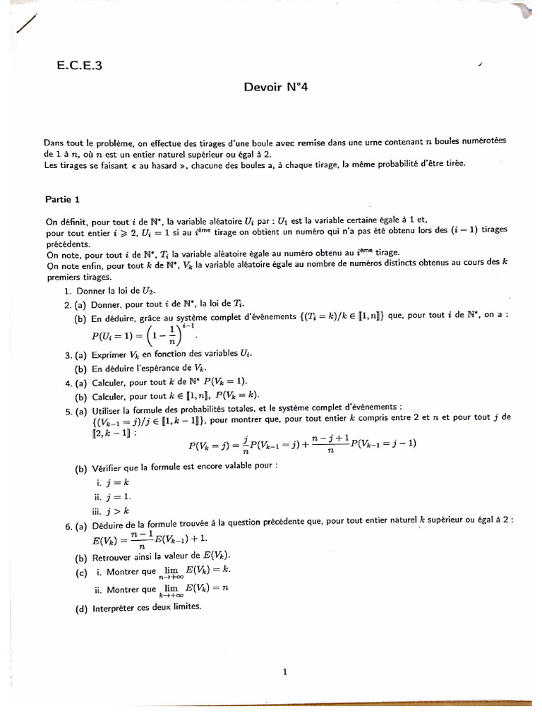 DM Proba Ece 3 | PDF
