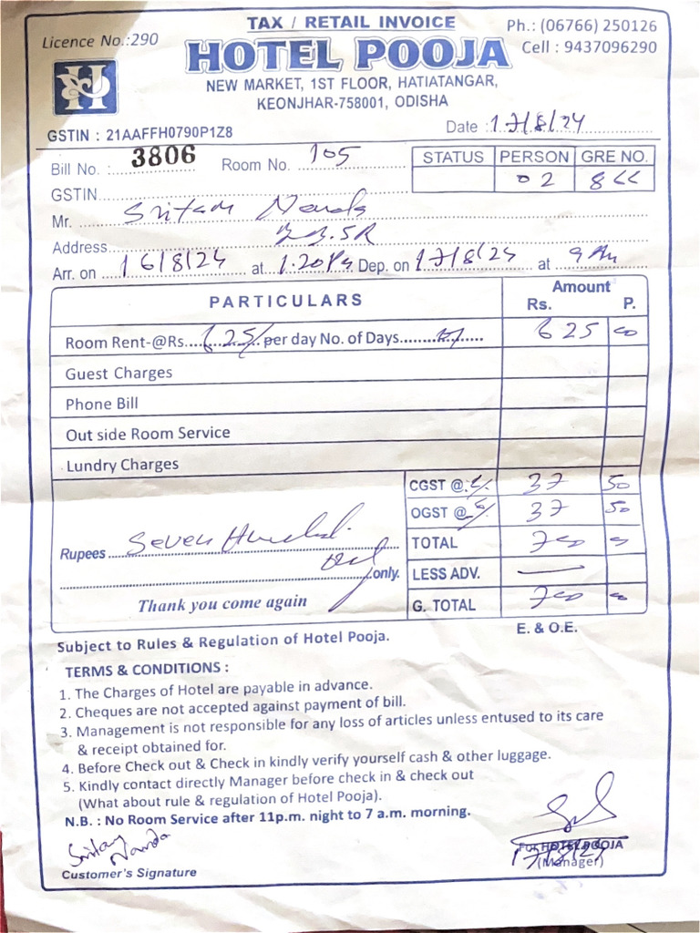 Hotel Pooja Keonjhar | PDF