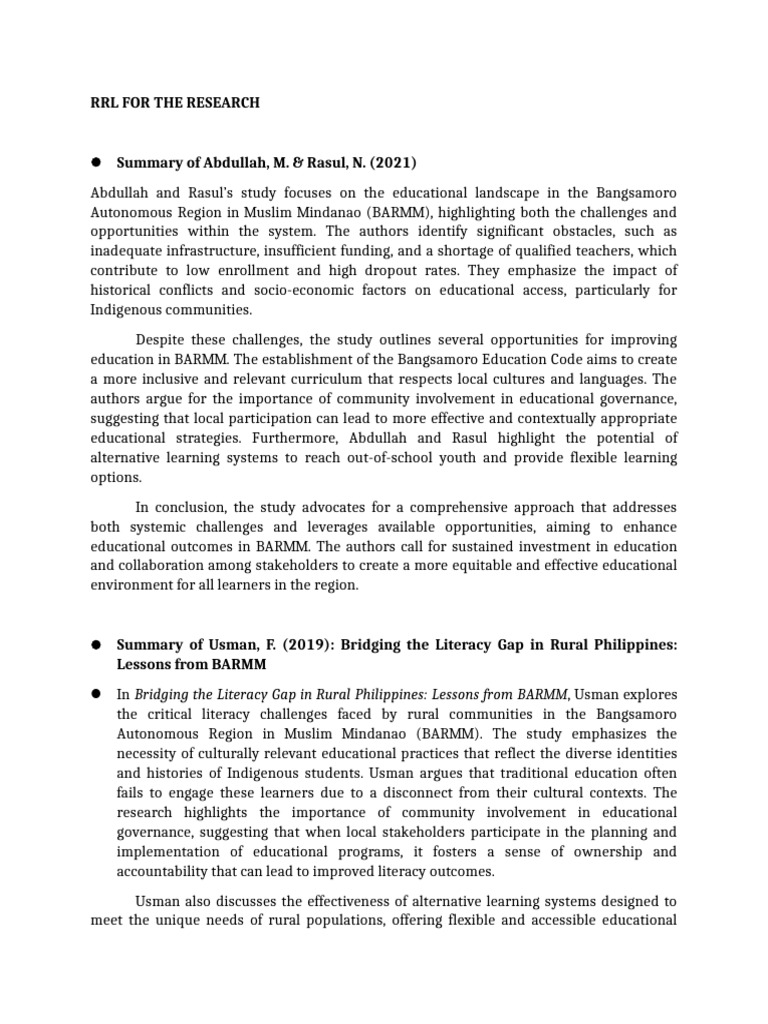 RRL For The Research Bridging The Gap - Upi Maguindanao | PDF
