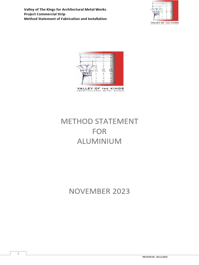 VOK-002 Aluminum FABRICATION Method of Statement | PDF