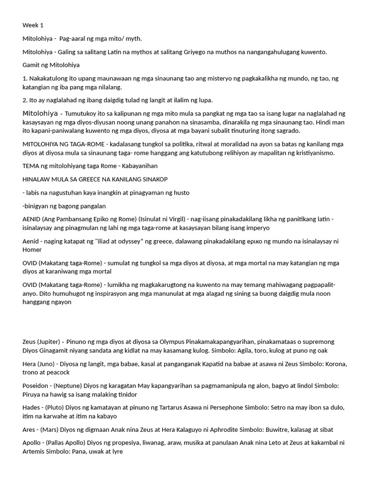 Filipino 10 Quarter 1 Notes | PDF