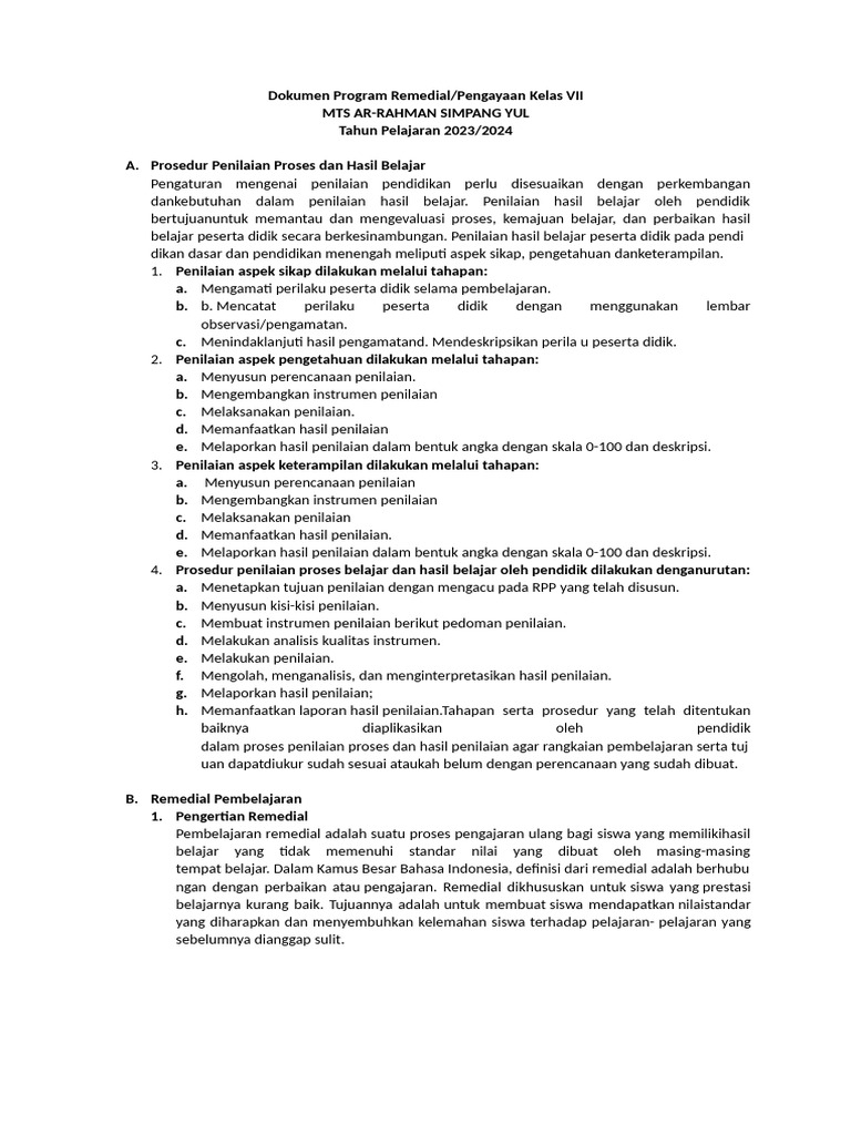 C.6 Dokumen Perencanaan Program Remedial | PDF