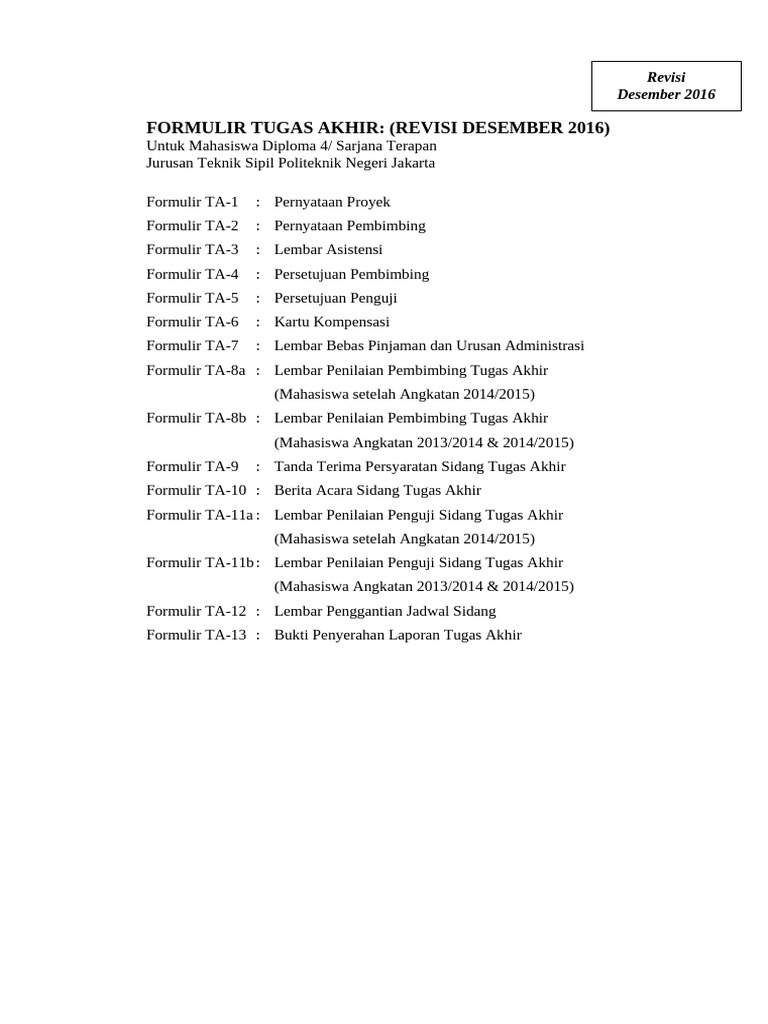 Formulir TA 2013 - Rev2016 | PDF