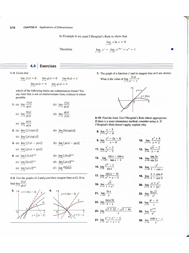 4.4 Indeterminate Forms and L'Hospital's Rule | PDF
