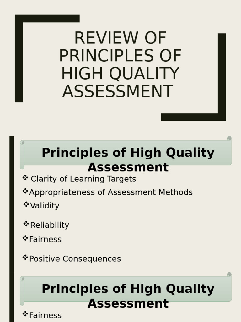ED6 Lesson 1 Review of Principles of High Quality Assessment | PDF