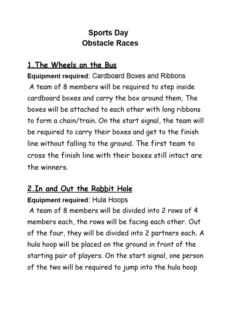 Sports Day Obstacle Races | PDF