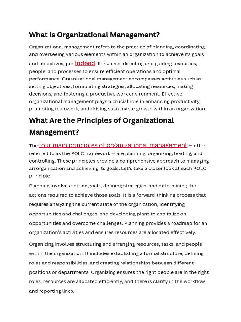 Organizational Management | PDF | Goal | Time Management