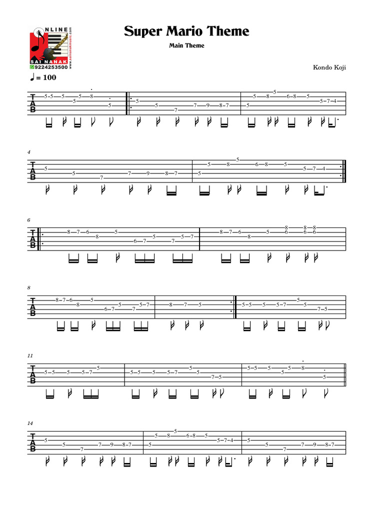 GTR TAB Super Mario Theme | PDF