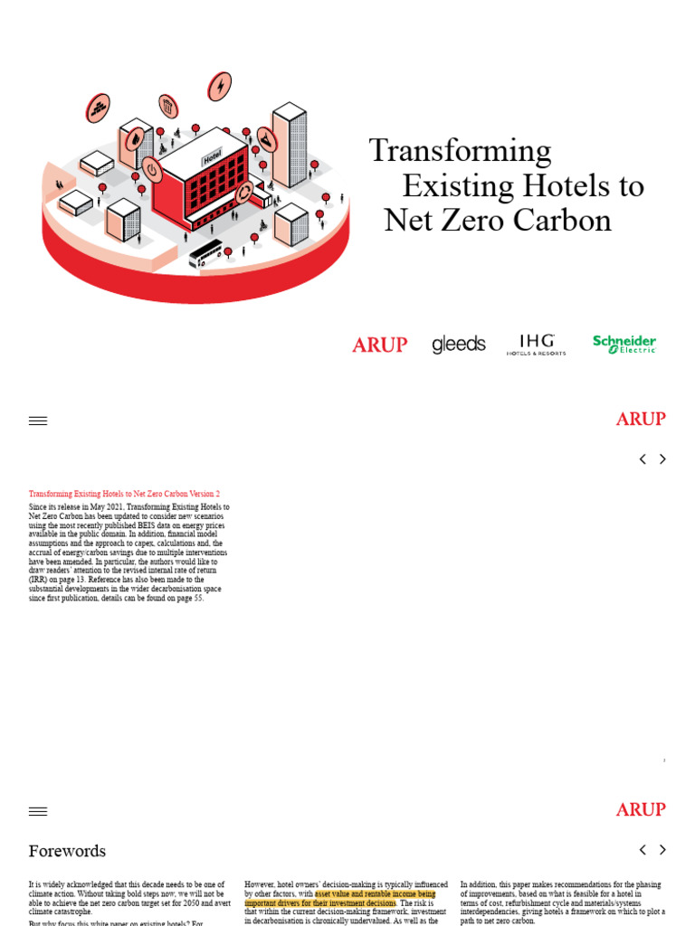 ARUP Transforming Existing Hotels To Net Zero Carbon v2 | PDF